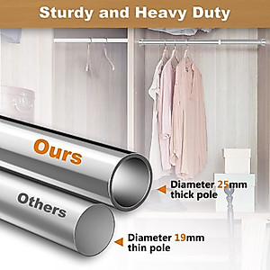 CALCHELE Closet Rod for Hanging Clothes Heavy Duty Clothes Rod Pole for Closet 15 to 39 Inch Adjustable Closet Rods for Wardrobes