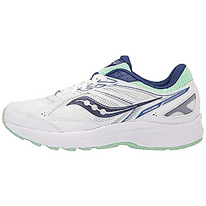 Saucony Women's Cohesion 14 Road Running Shoe, White/Navy/Mint, 8.5