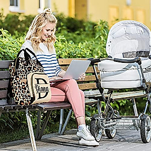 Artsadd Personalized Diaper Bag with Name Travel Backpack - Custom Name Backpack Leopard Print - Personalized Monogrammed Nappy Backpack Daypack Handbag Shoulder Bag for Unisex Hiking Camping Work