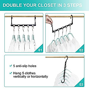 Hangers Space Saving, 20 Packs Magic Space Saving Clothes Hangers, Sturdy Plastic Clothes Hangers Organizer and Storage, Multifunctional Magic Hangers Closet Space Savers for Heavy Clothes Coats