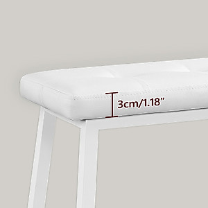 MAHANCRIS Bar Stools, Set of 2 PU Upholstered BarStools, 23.6-Inches Bar Chairs, Counter Height Bar Stools for Kitchen, Dining Room, Bar, Easy Assembly, White BABW04R01