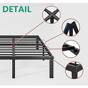 Sementa King-Bed-Frames 16 Inch High Heavy Duty-Platform-Mattress-Foundation - No Box Spring Needed,Storage Underneath,Easy Assembly,Noise Free,Black