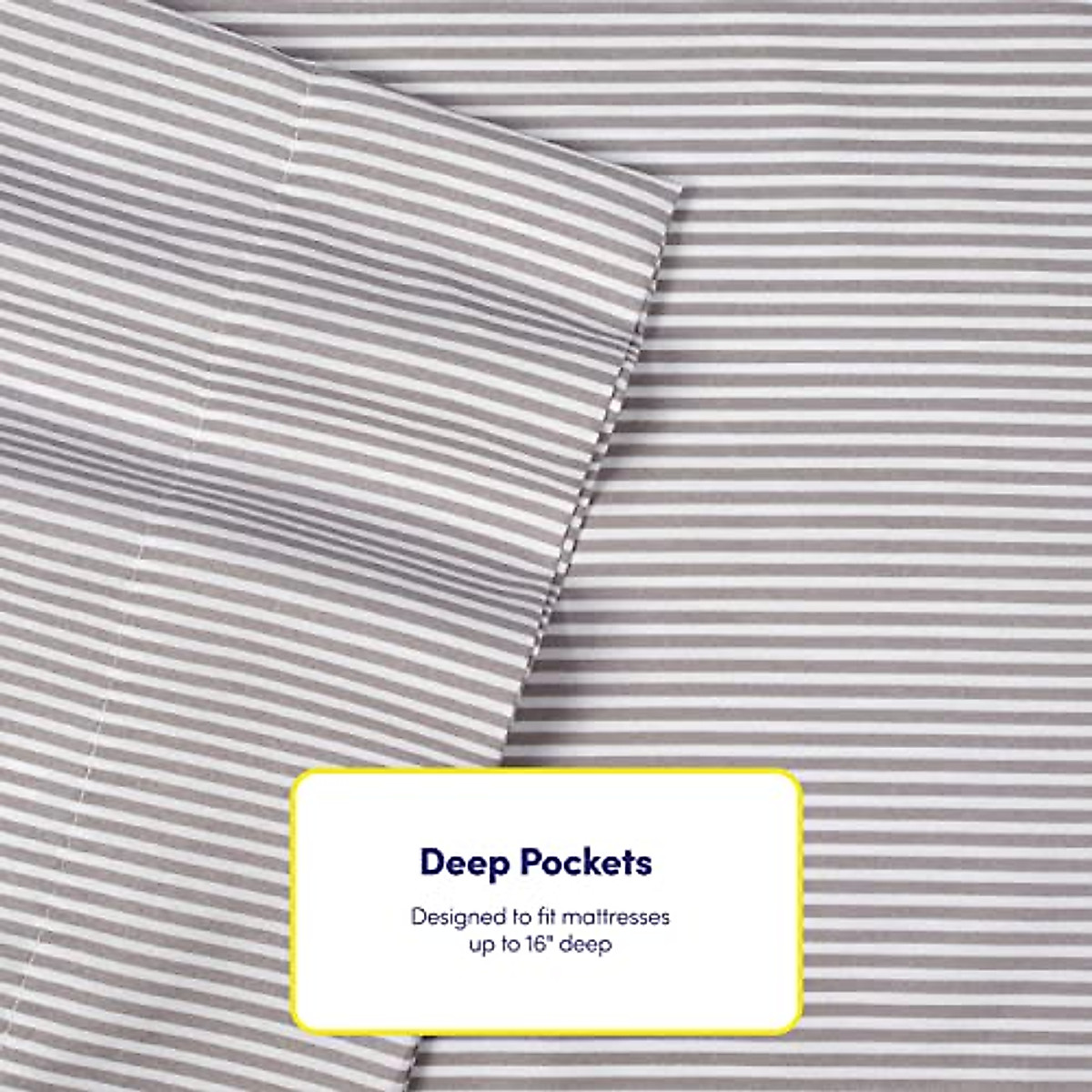 Queen Sheets Stripe Grey - 6 Piece 1500 Supreme Collection Fine Brushed Microfiber Deep Pocket Queen Sheet Set Bedding - 2 Extra Pillow Cases, Great Value, Queen, Classic Stripe Gray