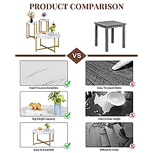 DKLGG Coffee Table Set of 3, Modern Round Coffee Table & 2pcs End Table Faux Marble Tabletop with Gold Cross Base Frame, Modern Living Room Table Sets for Apartment, Small Space (Gold)