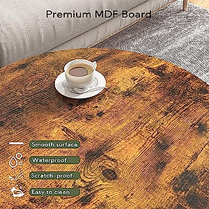 Yusong Round Coffee Table for Living Room, Farmhouse Circle 32 Inch Coffee Tables with Storage Shelf, 2-Tier Modern Center Table Easy to Assemble, Rustic Brown and Black