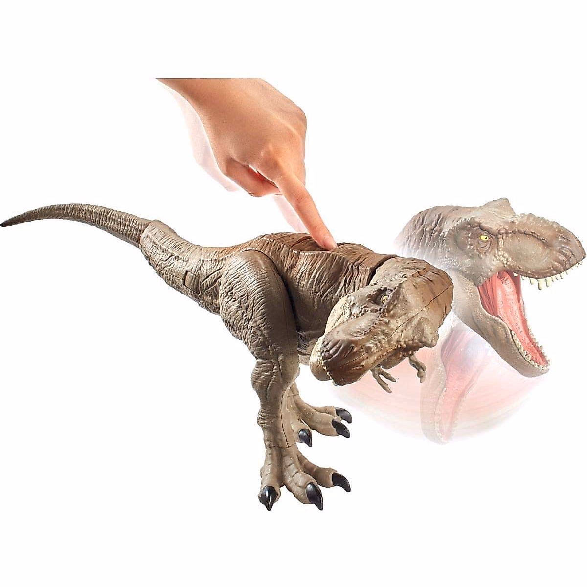 Jurassic World Bite 'n Fight Tyrannosaurus Rex in Larger Size with Realistic Sculpting, Articulation and Dual-Button Activation for Tail Strike and Head Strikes, Ages 4 and Older