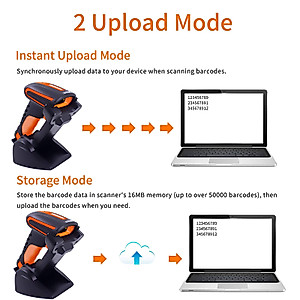 Symcode Bluetooth 2D QR Barcode Scanner with Stand,Industrial Dustproof and Waterproof 3 in 1 Compatible with Bluetooth & 2.4GHz Wireless & Wired Connection with Vibration Alert