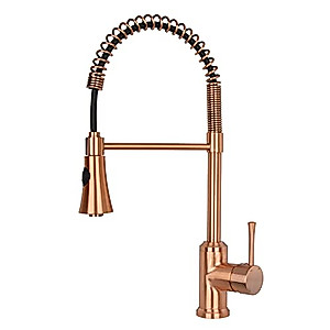 Copper Single Handle Pull-Down Copper Kitchen Faucet with Spring Spout - Akicon