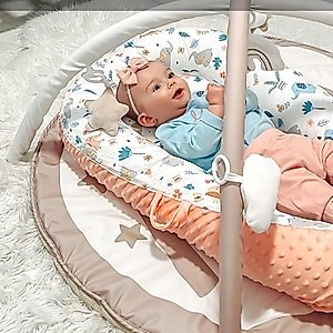Hiseeme Baby Play Gym for 0-36 Months Breathable for Newborn Machine Washable, Strong Zipper, Adjustable Size (Camel)
