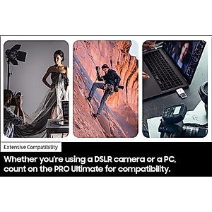 SAMSUNG PRO Ultimate Full Size 128GB SDXC Memory Card, Up to 200 MB/s, 4K UHD, UHS-I, C10, U3, V30, A2, for DSLR, Mirrorless Cameras, PCs, MB-SY128S/AM