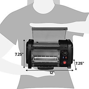 Elite Gourmet EHD-051B Hot Dog Toaster Oven, 30-Min Timer, Stainless Steel Heat Rollers Bake & Crumb Tray, World Series Baseball, 4 Bun Capacity, Black