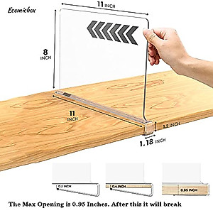 Ecomicbox Pack of 4 Acrylic Shelf Dividers for Closet Organization, Closet Shelf Divider Organizer for Clothes Purses Separators, Clear Closet Dividers for Shelves of Home and Kitchen Cabinets