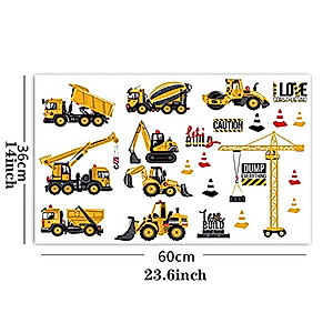 C CATWALLART Construction Cars Wall Decals,Tractor Car Excavator Wall Stickers,Vinyl Peel Stick Decor, Gifts for Kids,Bedroom Boys Room Playroom Wall Decor