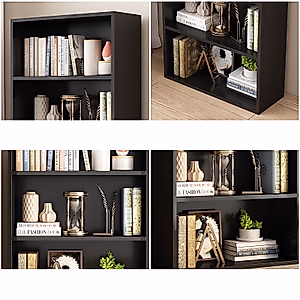 ALISENED 3 Tiers Open Shelf Bookcase, Stylish and Functional Bookshelf, Storage Organizer Shelving for Home, Office, Living Room and Bed Room, Black