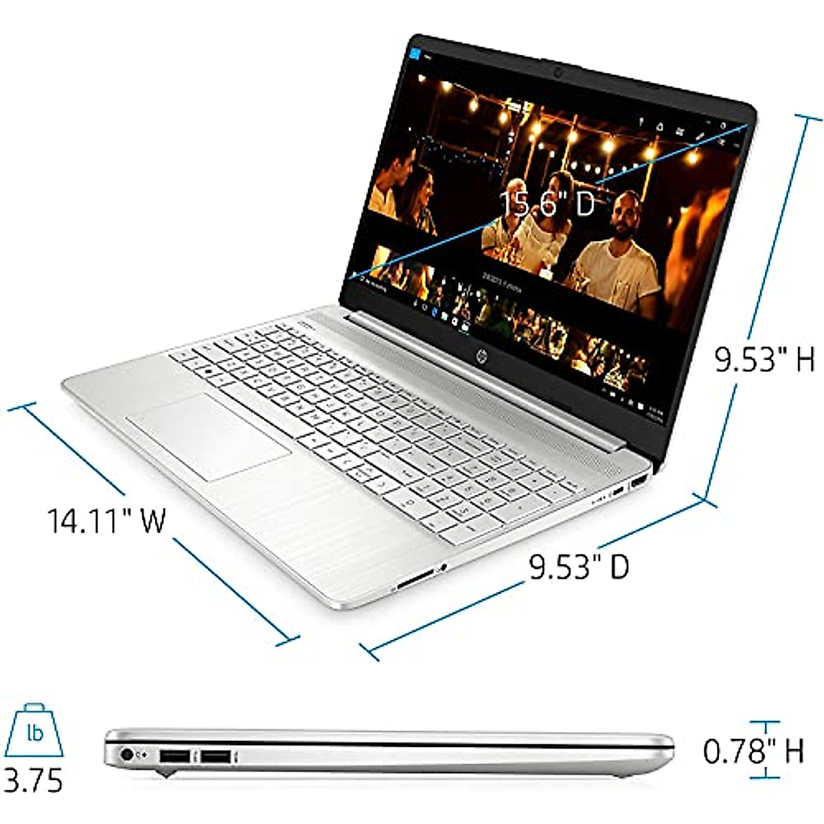 HP 2021 15.6" HD Laptop Computer, AMD Athlon Silver N3050U, 4GB RAM, 128GB SSD, HDMI, USB-C, WiFi, Webcam, Windows 10 S with Office 365 for 1 Year, cm. Accessories
