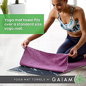 Gaiam Yoga Mat Towel Microfiber Mat-Sized Yoga Towel for Hot Yoga (68" L x 24" W), Folkstone Grey