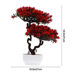 Happyyami Artificial Bonsai Tree, 1 Pcs Red, Plastic, 220g