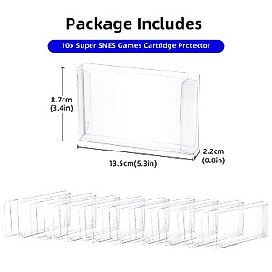 Mcbazel LOT 10 Clear Case Sleeve Protector for Super Nintendo SNES Games Cartridge (Set of 10)