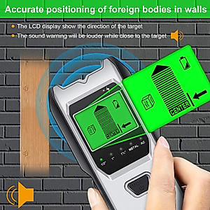 Stud Finder Wall Scanner, 5 in 1 Multi-function Upgraded Smart Stud Sensor, Wall Scanner with Battery for the Center& Edge of Metal, Studs and AC Wire, Pipe Locator for Walls