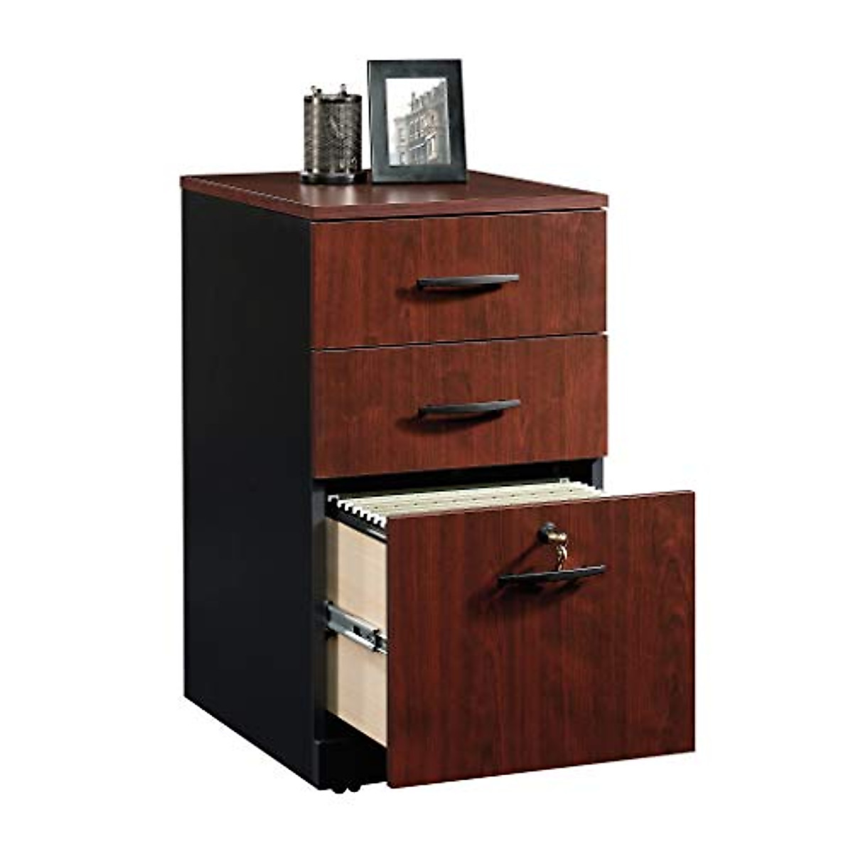 Sauder Via Pedestal, L: 15.55" x W: 19.45" x H: 28.54", Classic Cherry Finish