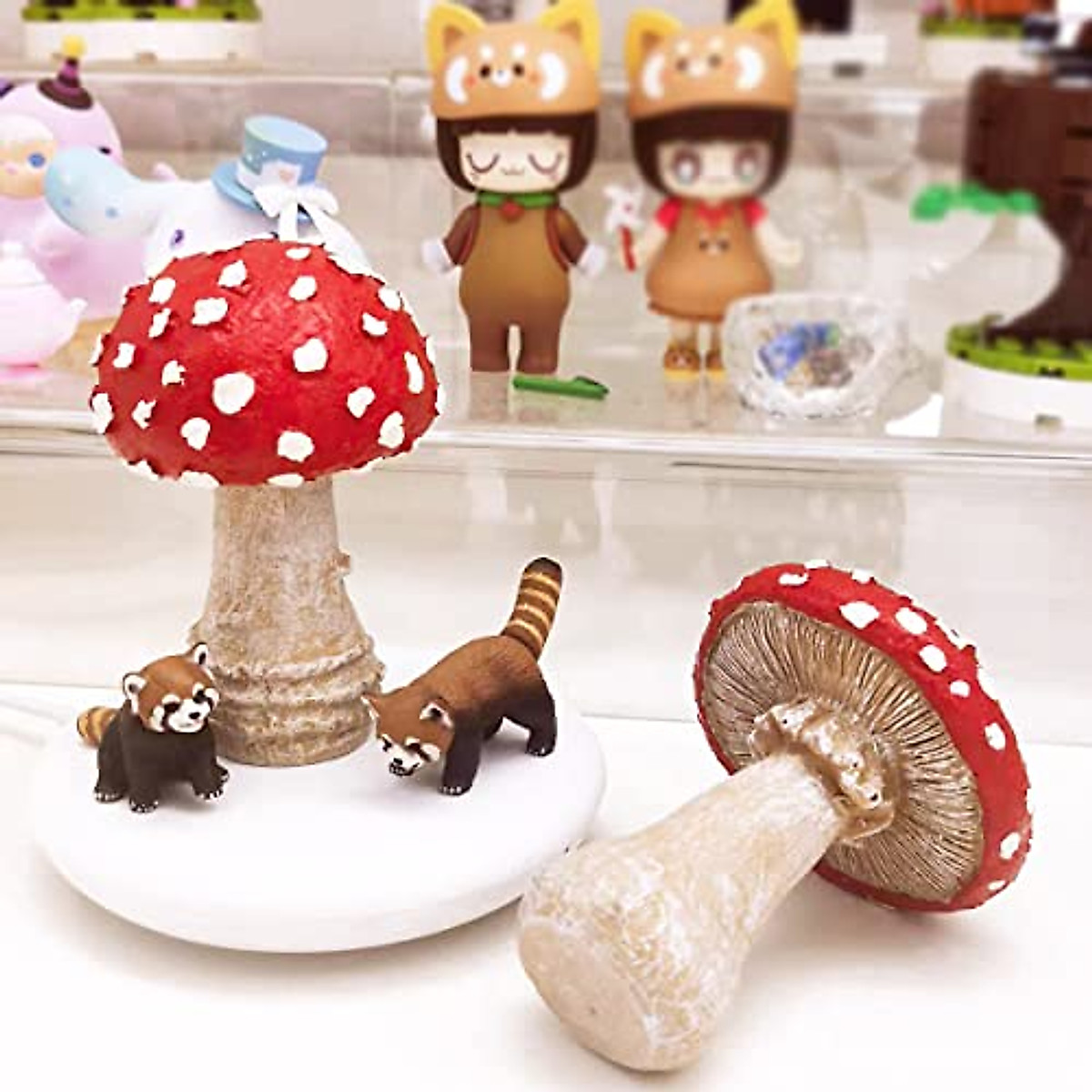 HOWFIELD Mushroom Decor Outdoor Garden Statue - Resin Miniature Figurines Fairy Garden Accessories Decor Lawn Ornaments
