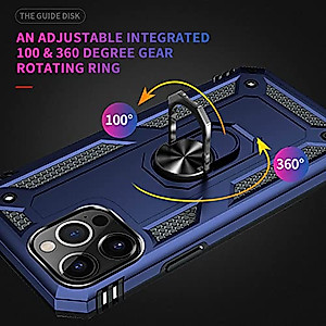 ADDIT Phone Case for iPhone 12/iPhone 12 Pro, [ Military Grade ] 15ft. Drop Tested Protective Case with Magnetic Car Mount Ring Holder Stand Cover for iPhone 12/iPhone 12 Pro 6.1" - Blue