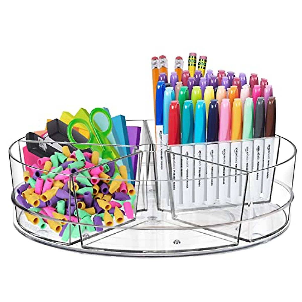 10.6inch Lazy Susan Organizer with 5 Removable Storage Bins, Snack Medicine Cabinet Organizer, Clear Lazy Susan Turntable for Cabinet, Plastic Storage Bins for Kitchen Pantry Organization and Storage