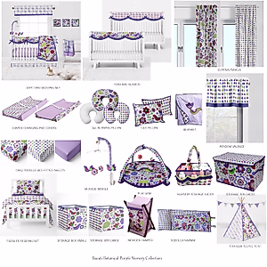 Bacati - 2 Pack Crib Fitted Sheets - Botanical Floral Birds Girls Soft Breathable 100% Cotton Percale Baby Sheets - Fits Standard 28 x 52 X 5 inches Crib & Toddler Mattresses (Purple)