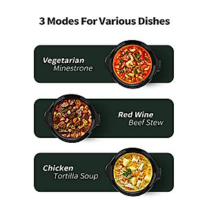 KOOC Small Slow Cooker, 2-Quart, Free Liners Included for Easy Clean-up, Upgraded Ceramic Pot, Adjustable Temp, Nutrient Loss Reduction, Stainless Steel, Black, Round…