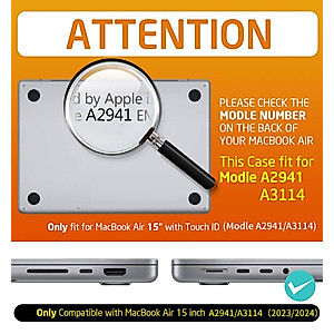 SUPCASE for MacBook Air 15 Inch Case 2025/2024/2023 (Unicorn Beetle), M4 A3241 / M3 A3114 / M2 A2941 Heavy Duty Shockproof Rugged Hard Shell Protective Cover for MacBook Air 15" with Touch ID, Black