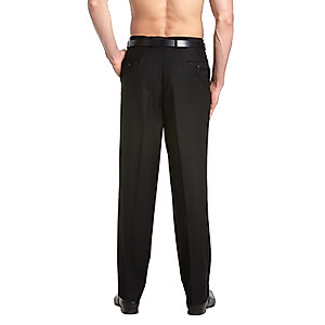 Concitor Men's TUXEDO Pants Flat Front w/GOLD Satin Band Stripe Black Color 36