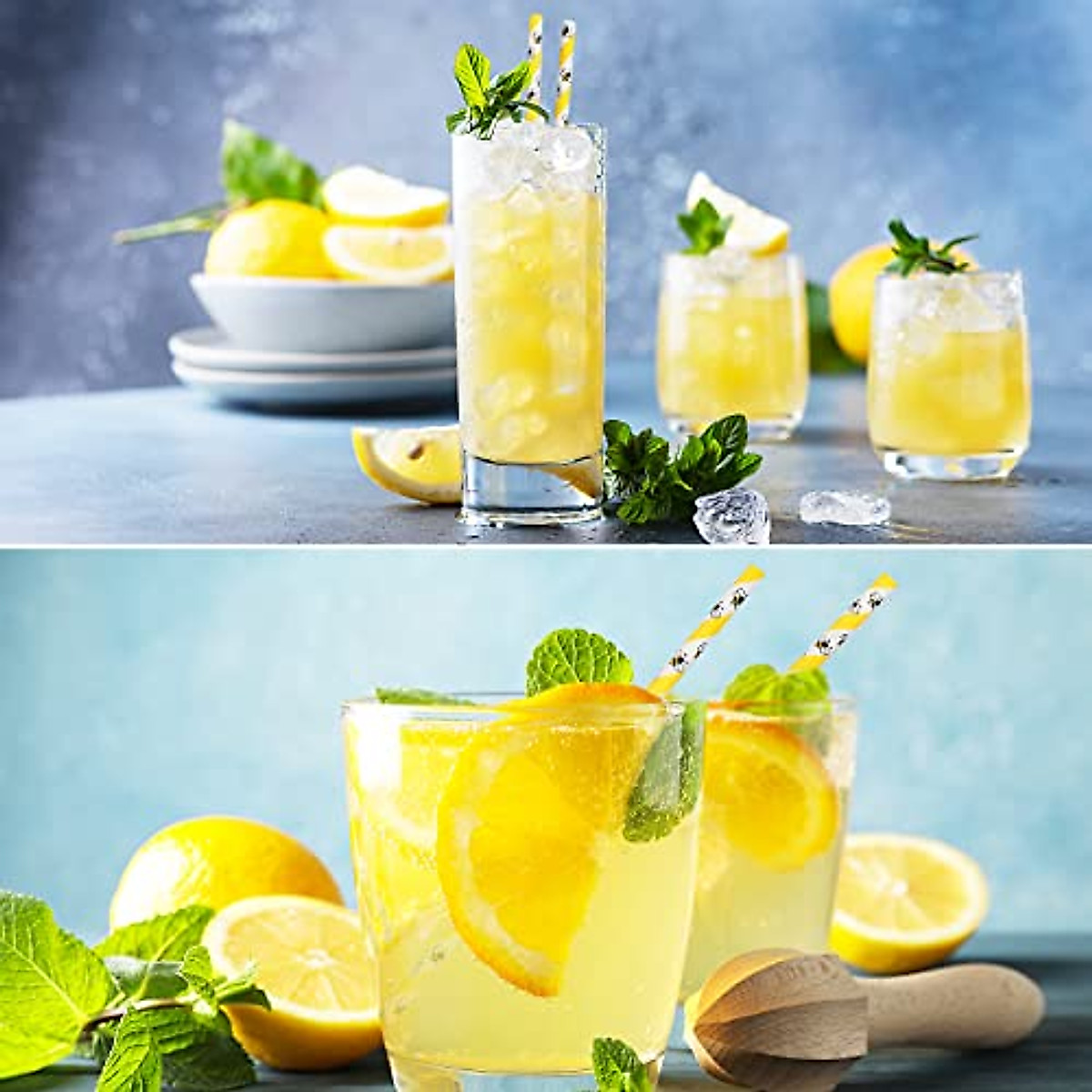 Whaline 200Pcs Bumble Bee Paper Straws Summer Honey Bee Yellow White Disposable Straws Stripe Patterned Drinking Well Crafted Straws for Juices Shakes Cocktail Baby Shower Wedding Decor Event Supplies