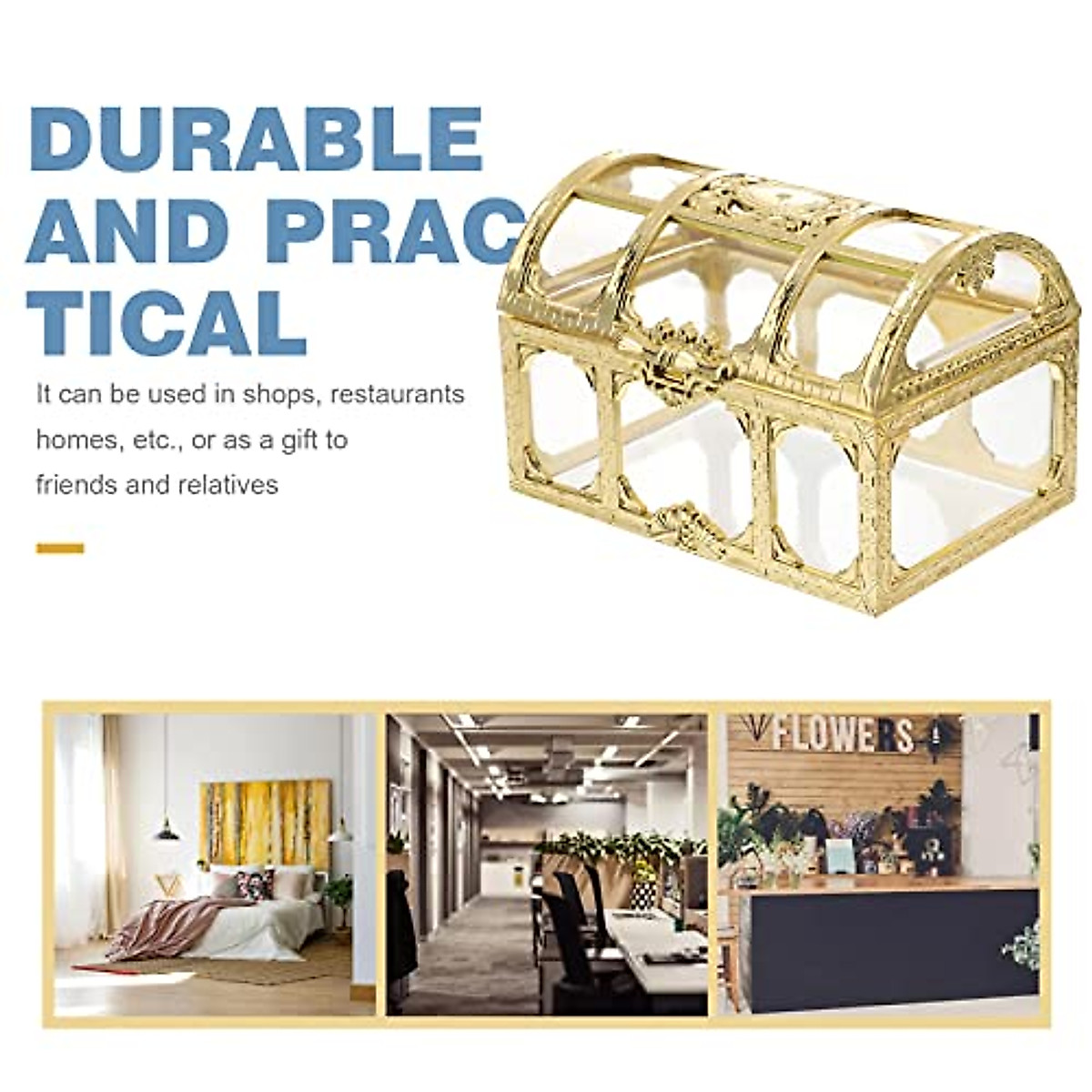 NUOBESTY Treasure Chest Pirate Keepsake Jewelry Box Small Transparent Vintage Decorative Metal Box for Kids Birthday Pirate Party Favors