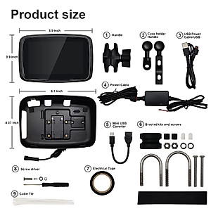 Tenbaba Carplay Screen for Motorcycle, Wireless Apple Car Play & Wireless Android Auto GPS Navigation for Motorcycle, 5" Waterproof Portable Apple Carplay/Android Auto, Support Siri/Google Assistant