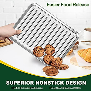 Baking Sheet Set of 3, CEKEE Stainless Steel Cookie Sheet for Baking Baking Pans Set, Jelly Roll Pan/Quarter Sheet Pan/Small Baking Sheet, 9/12/16 Inch, Warp Resistant & Heavy Duty & Easy Clean