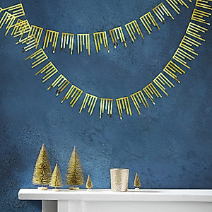 40Ft Gold Tassel Banner Pennant Bunting Double Sided Gold Metallic Paper Garland Streamer for Birthday Engagement Bachelorette Wedding Bridal Shower Anniversary Graduation Party Decorations Supplies