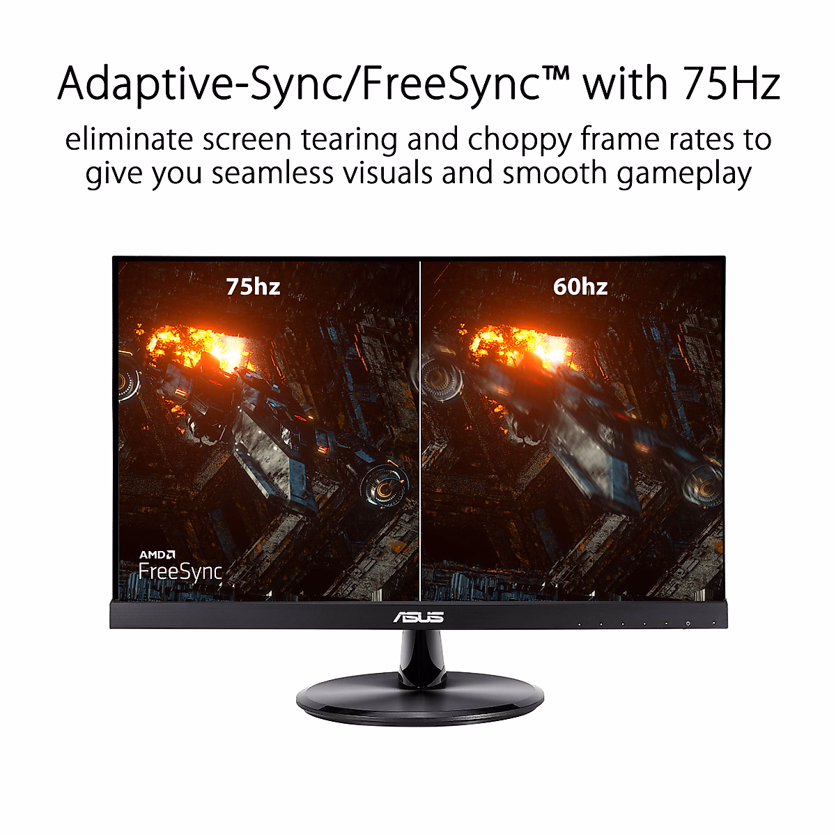 ASUS VP229Q 21.5” Monitor, 1080P Full HD, 75Hz, IPS, FreeSync/Adaptive-Sync, Eye Care, HDMI DisplayPort VGA, Frameless, VESA Wall Mountable BLACK