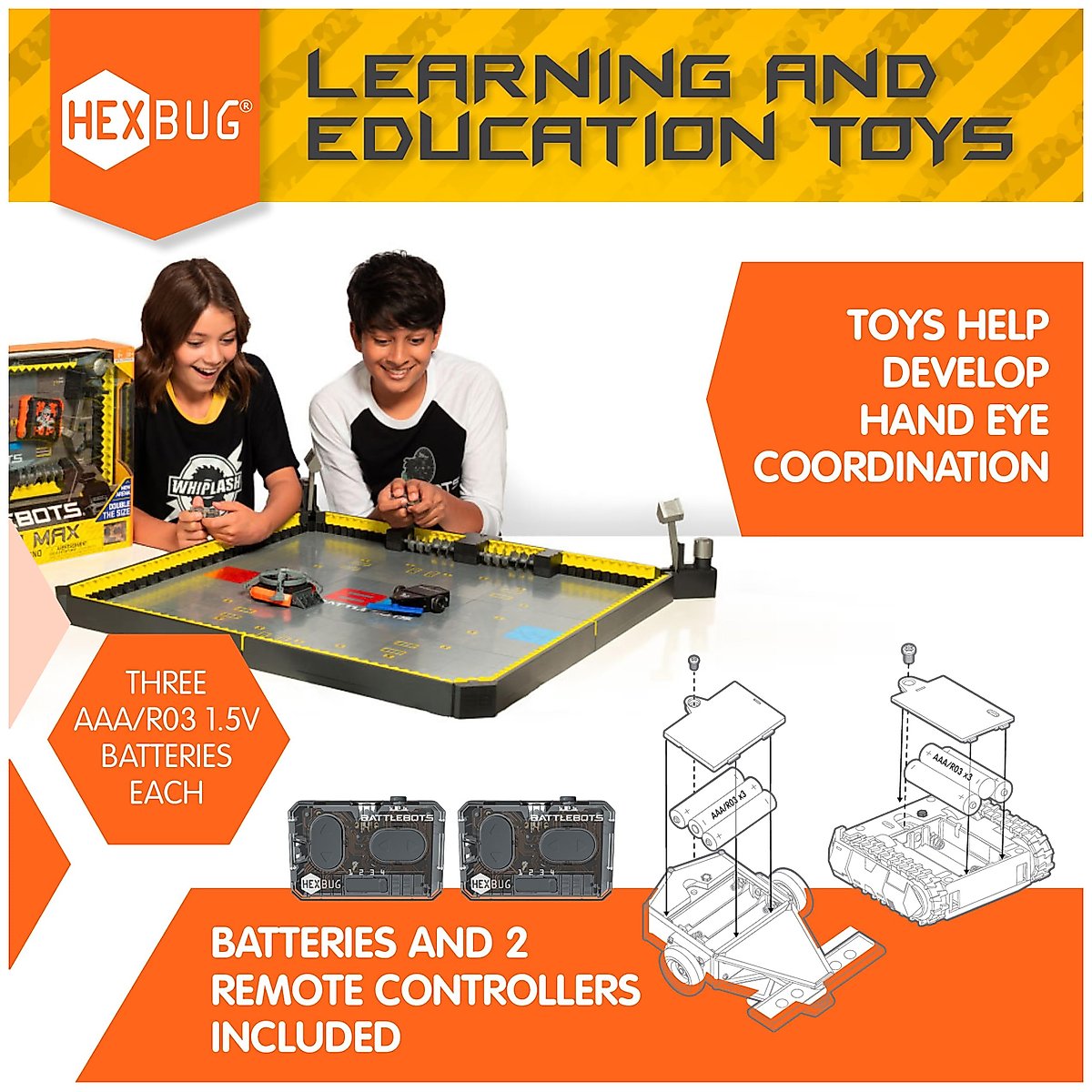 HEXBUG BattleBots Arena MAX, Multiplayer Robot Board Game for Kids, Remote Control Toy, Batteries Included, for Boys and Girls Ages 8 and Up