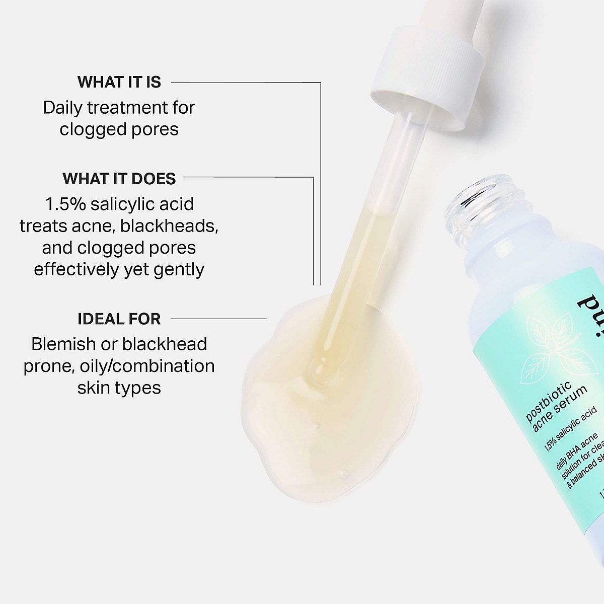 Cocokind Postbiotic Acne Serum, Salicylic Acid Serum and BHA Liquid Exfoliant - Exfoliating, Brightening and Hydrating Serum