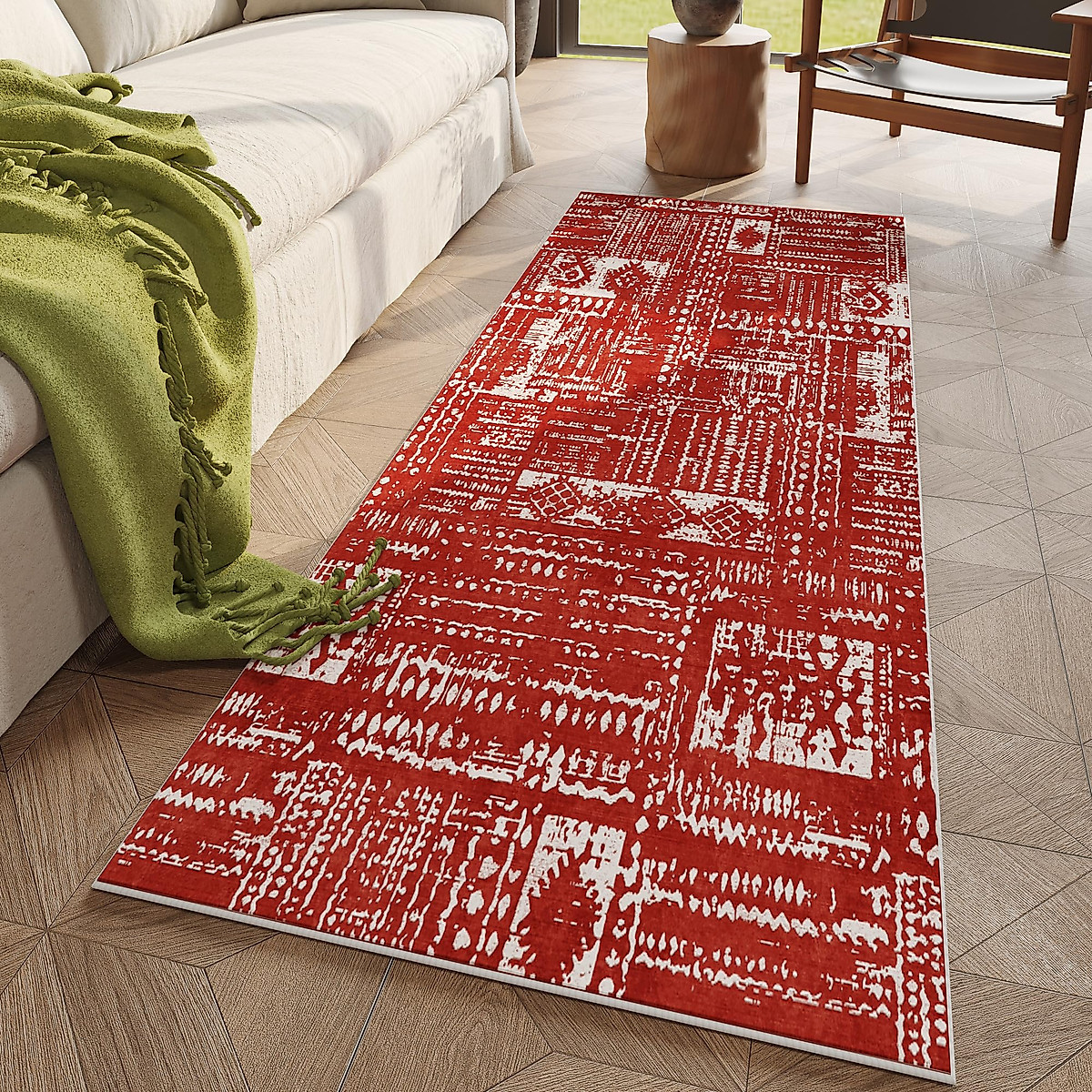 Rugcomf Runner Rug for Hallways Kitchen Runner Rug Non Slip 2'x 6' Washable Runner Rugs with Rubber Backing Soft Carpet for Hallways, Kitchen, Laundry, Bedroom, Bathroom(Terracotta)