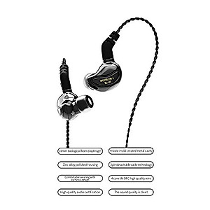 keephifi in-Ear Headphones BLON BL01 10mm Bio-Fiber Diaphragm Earphones for Powerful Sound, HiFi Bass Noise-canceling, No Latency Earbuds for Games, Music,Sports and Videos (no mic, Silver)