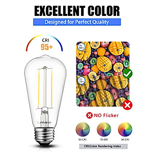 Lumiverse Edison Light Bulbs 60 Watt, 4000K Cool White, Non-Dimmable, Vintage Light Bulbs, E26 Medium Base ST19 Antique LED Filament Bulbs, Clear Glass, Pack of 6