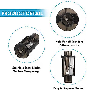 Aogwat Electric Pencil Sharpener Blade, Suitable for No.2/Colored Pencils(6-8mm)/School Pencil Sharpener/Classroom/Office/Home 4Pcs/Set（Black）