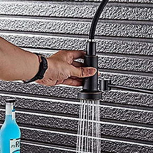 REPLYSAT Kitchen & Bath Fixtures Taps Faucet,Copper Hot and Cold Water Pumping Faucet Kitchen Sink Faucet European Black Ancient Pull Sink Faucet