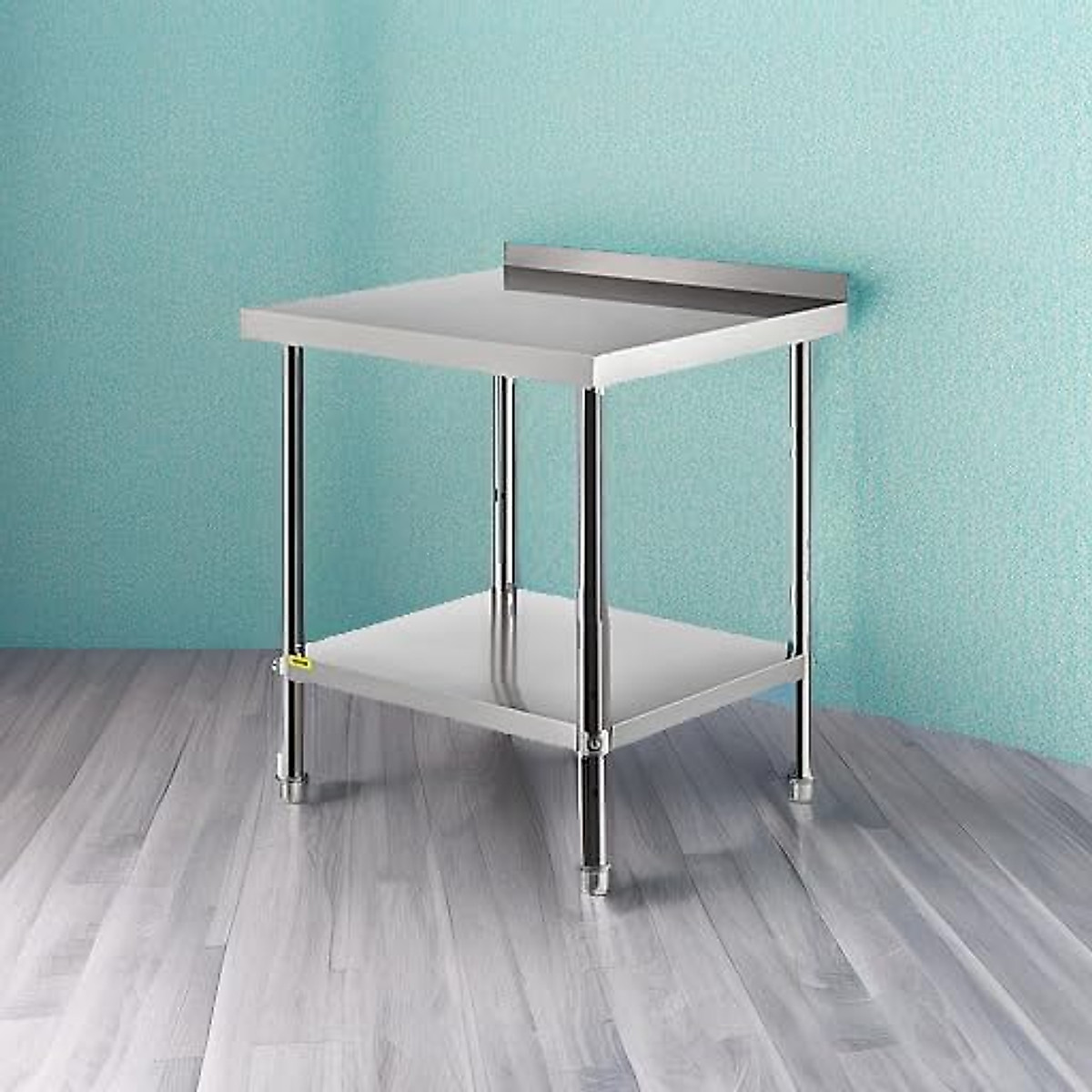 VEVOR Stainless Steel Prep Table, 30 x 24 x 35 Inch, 440lbs Load Capacity Metal Worktable with Backsplash and Adjustable Undershelf, Commercial Workstation for Kitchen Restaurant