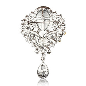 Reizteko Wedding Bridal Big Crystal Rhinestone Bouquet Brooch Pin for Women (Light Blue)