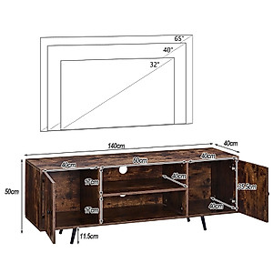 CLIPOP Mid Century Modern TV Console, 55" TV Stand for 65 Inch TVs, Wooden Entertainment Center with Storage, Open Shelf, Metal Leg for Living Room, Bedroom TV Cabinet for Flat Screens, Rustic Brown