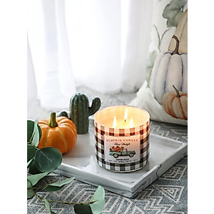 Pumpkin Candle Fall Candle Pumpkin Vanilla Secented Candle Autumn 3 Wicks Large Candle 14 oz