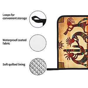 Pot Holders Southwest Native American Kokopelli Square Heat Resistant Kitchen Potholder Set of 2 for Cooking Baking BBQ Oven Hot Pads Oven Mitts 8 X8 Inch