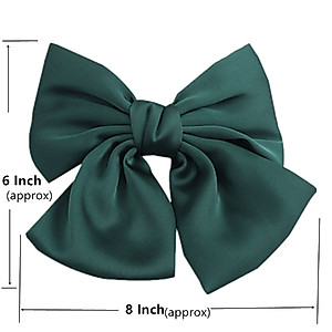 PIDOUDOU Set of 6 Big Satin Solid 8 Inch Bow Hair Clips Women Barrettes